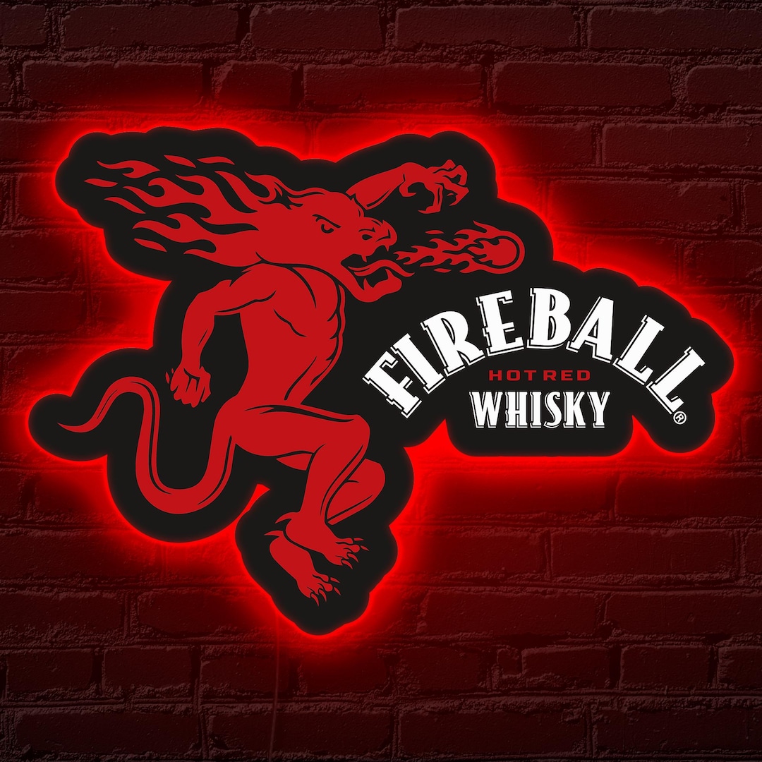 Fireball Whiskey Led Sign, Fireball Whisky Logo Sign, Whiskey Neon Sign ...