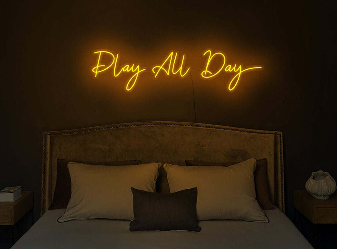 Play All Day Neon Sign, Play All Day Led Sign, Game Room Neon Sign ...