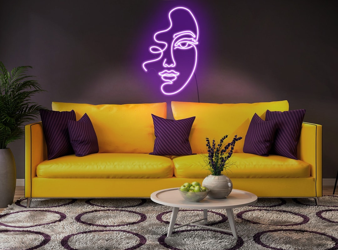 Woman Face Neon Sign, Face Neon Light, Face Led Sign, Girl Neon Sign ...