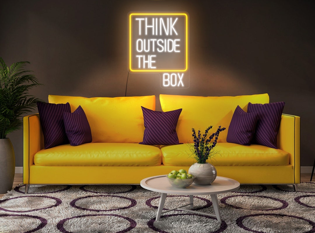 Think Outside the Box Neon Sign, Think Outside the Box Decor, Quote ...