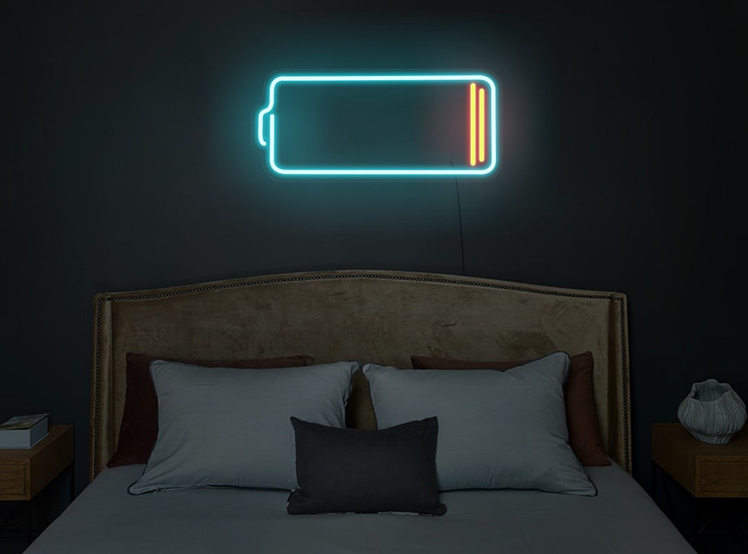 Battery Led Sign, Battery Neon Sign, Low Battery Sign, Battery Light ...
