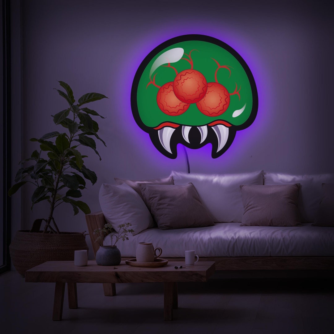 Metroid Neon Sign, Metroid Alien Neon Sign, Metroid Monster Sign, Gamer ...
