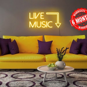 Live Music Neon Sign, Live Music Sign, Music Neon Light, Music Led Sign ...