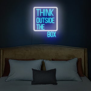 Think Outside the Box Neon Sign, Think Outside the Box Decor, Quote ...
