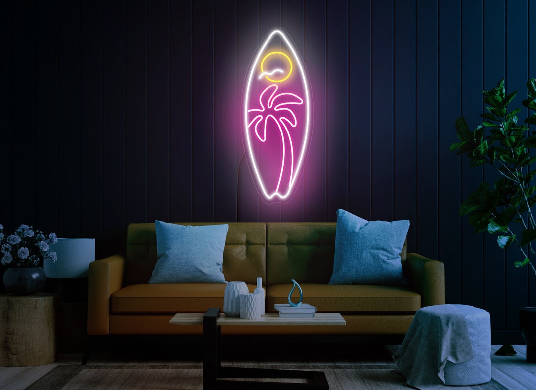 Surfboard Led Sign, Surfing Neon Sign, Tropical Neon Sign, Hawaii Neon ...