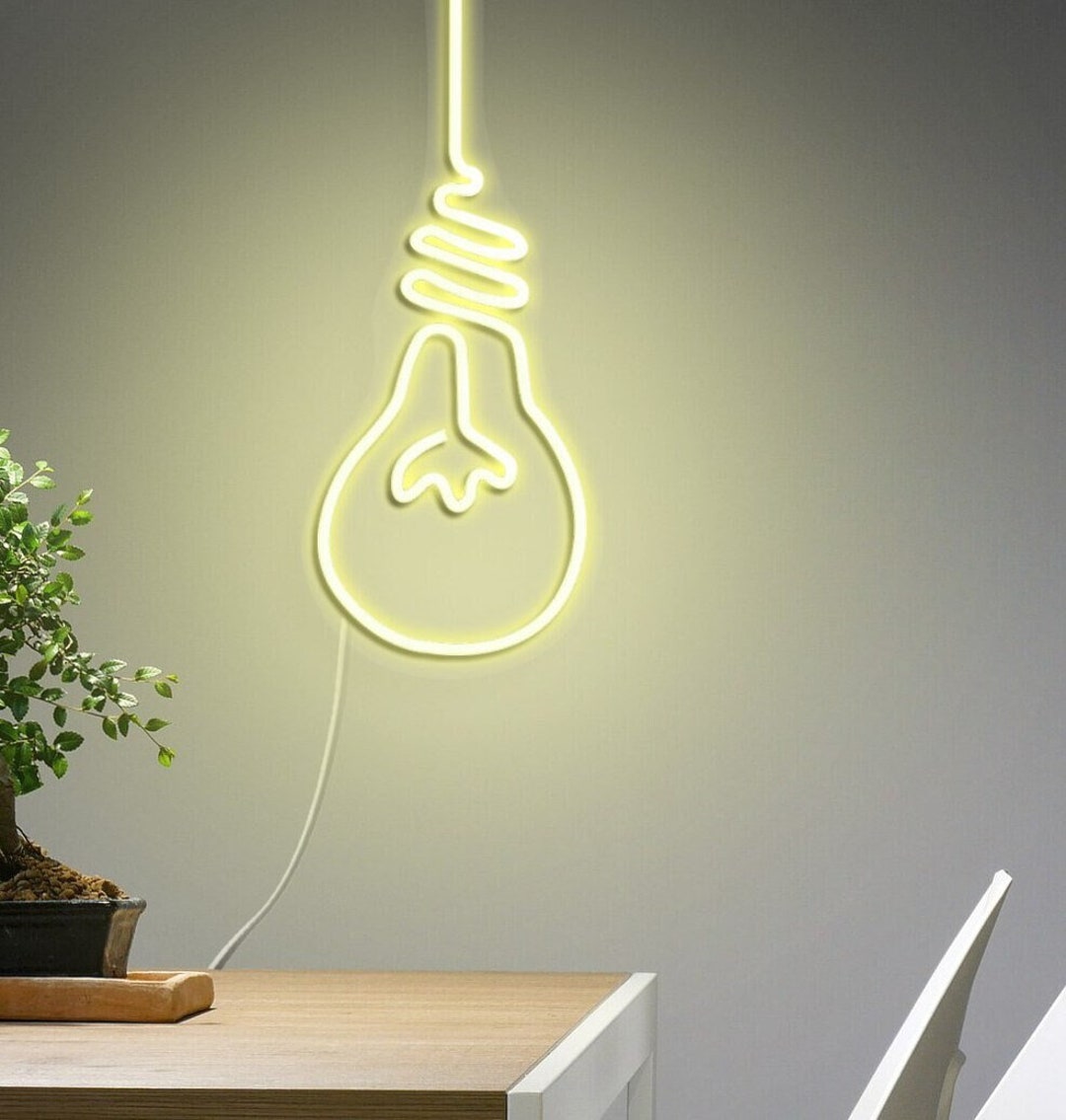 Light Bulb Neon Light, Lightbulb Sign, Lamp Neon, Neon Sign Bedroom ...