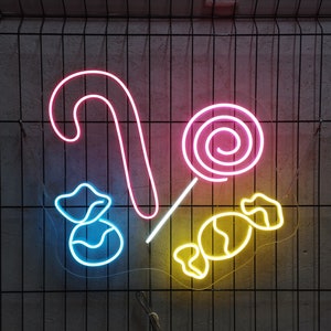Candy Neon Sign, Candy Led Sign, Lollipop Neon Sign, Candy Cane Neon ...