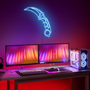Knife Neon Sign,knife Led Sign,knife Wall Decor,weapon Neon Sign,game ...