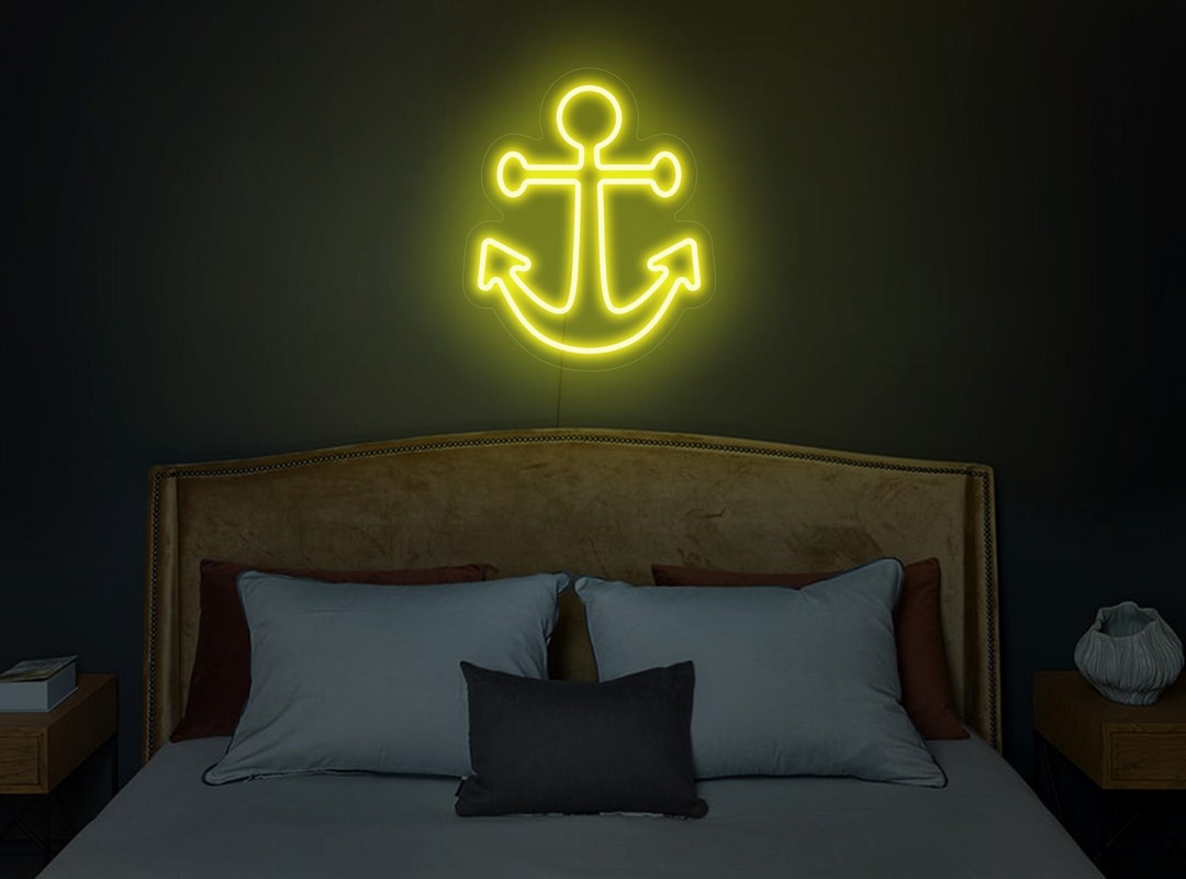 Anchor Neon Sign, Anchor Led Sign, Anchor Sign, Sailor Neon Sign, Navy ...