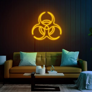 Biohazard Neon Sign, Biohazard Sign, Biohazard Logo Sign, Biohazard Led ...