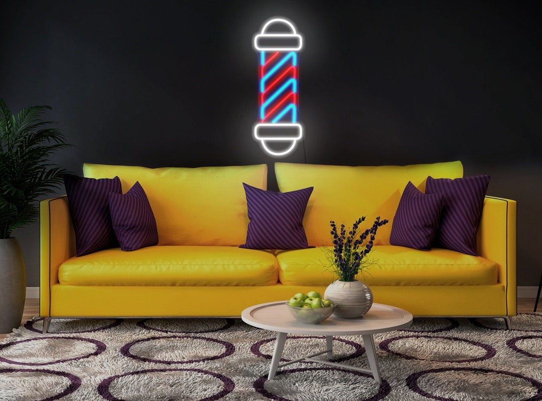 Barber Pole Neon Sign, Barbershop Neon Light, Salon Neon Sign, Neon ...