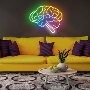 Brain Neon Sign, Brain Led Sign, Brain Light Sign, Multicolor Neon Sign ...