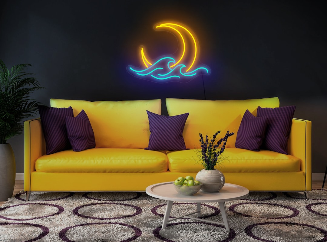 Moon and Waves Neon Sign,wave Neon Sign,sunrise Neon Sign,sunset Neon ...