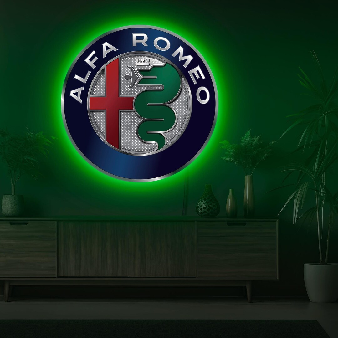 Alfa Romeo Neon Sign, Alfa Romeo Logo Sign, Garage Neon Sign, Alfa ...
