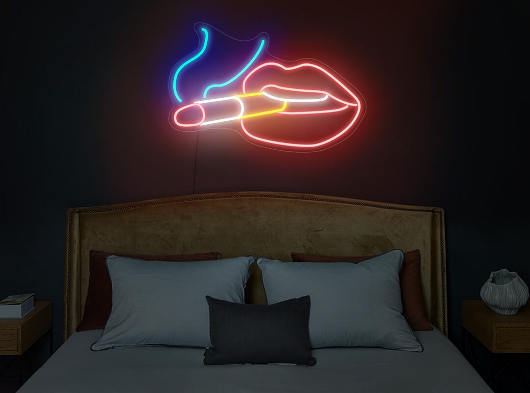 Smoke Neon Sign, Cigarette Neon Sign, Lips Neon Sign, Cigarette Led ...