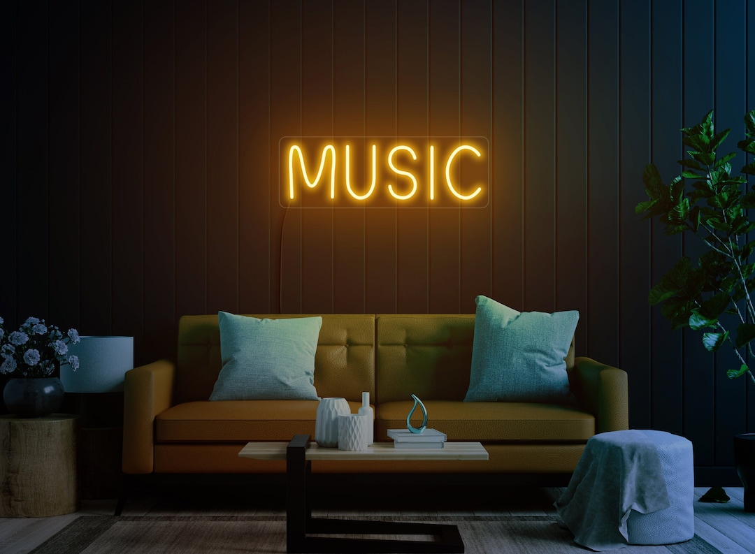 Music Neon Sign, Music Led Sign, Music Sign, Music Light Sign, Live ...