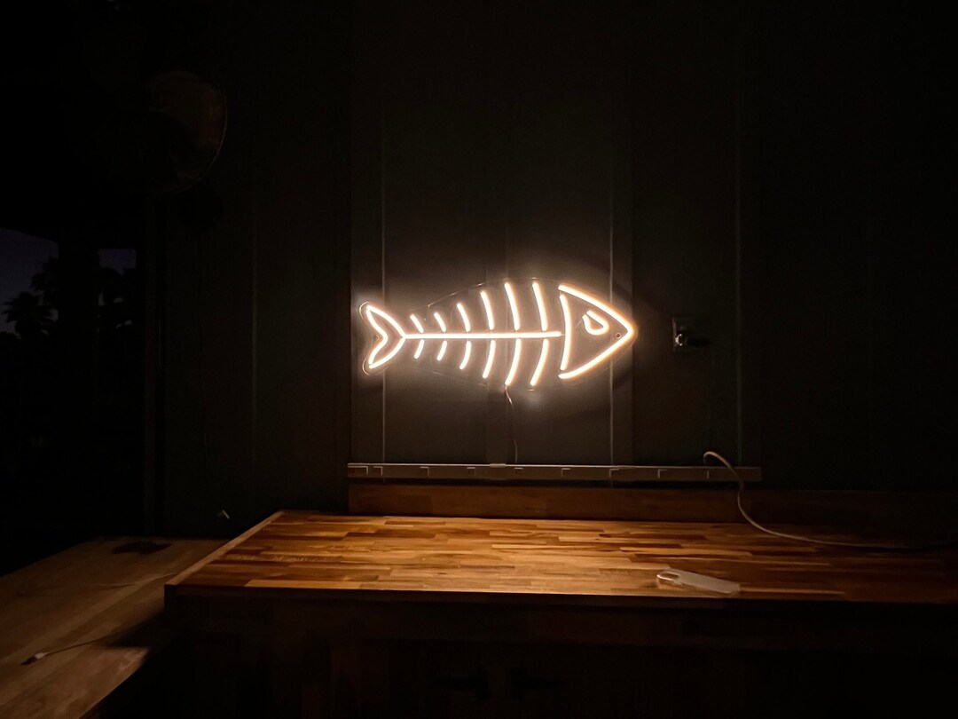 Skeleton Fish Neon Fish Skeleton Sign Fishing Neon Sign - Etsy