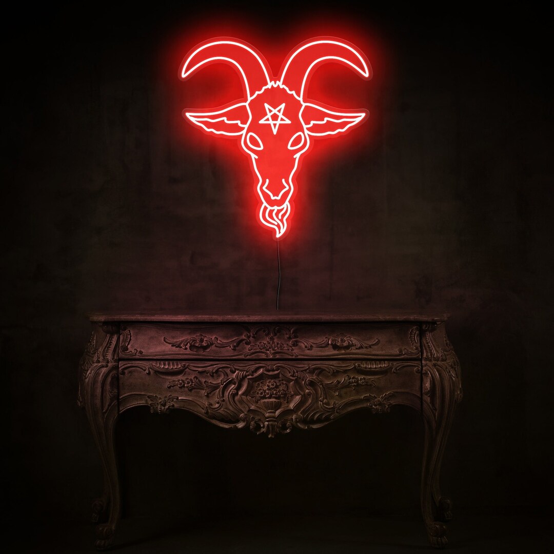 Baphomet Neon Sign, Baphomet Sign, Satan Neon Sign, Evil Goat Neon ...