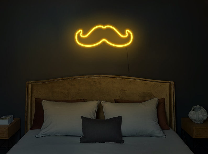 Mustache Neon Sign Mustache Light Sign Mustache Led Sign | Etsy