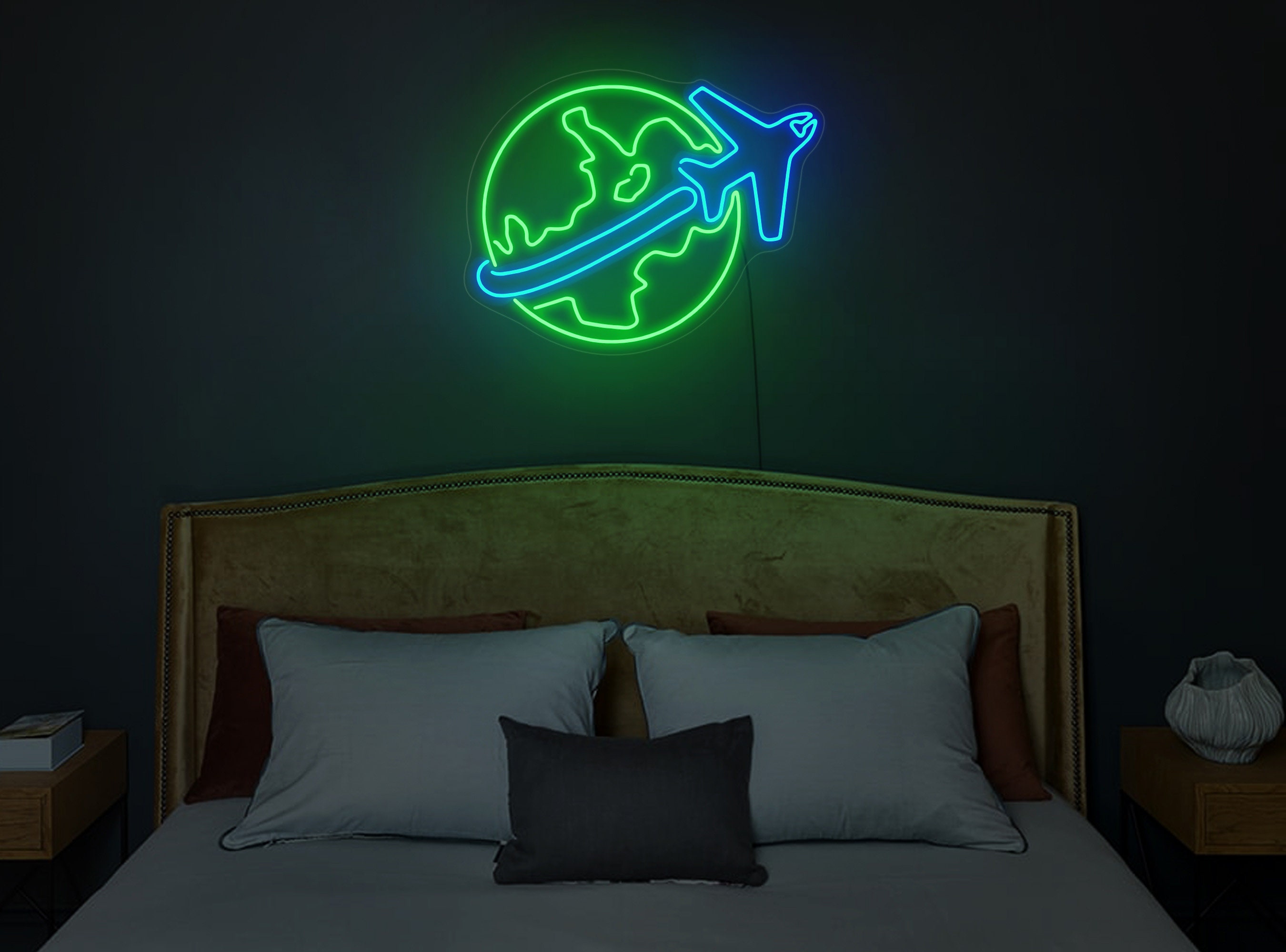 Earth Neon Sign Earth Led Light Earth Light Sign Airplane | Etsy