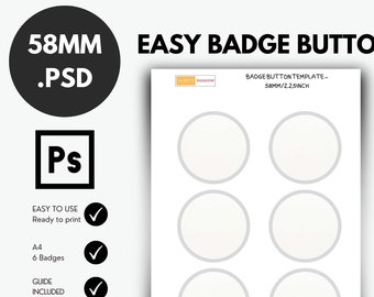 Easy Badge Button Template, Pinback Button Template, Canva Template for ...