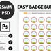 PSD Button Template, Easy Badge Button Template, Pinback Button Template for 25mm/1 Inch Buttons ...