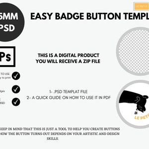 PSD Button Template, Easy Badge Button Template, Pinback Button ...