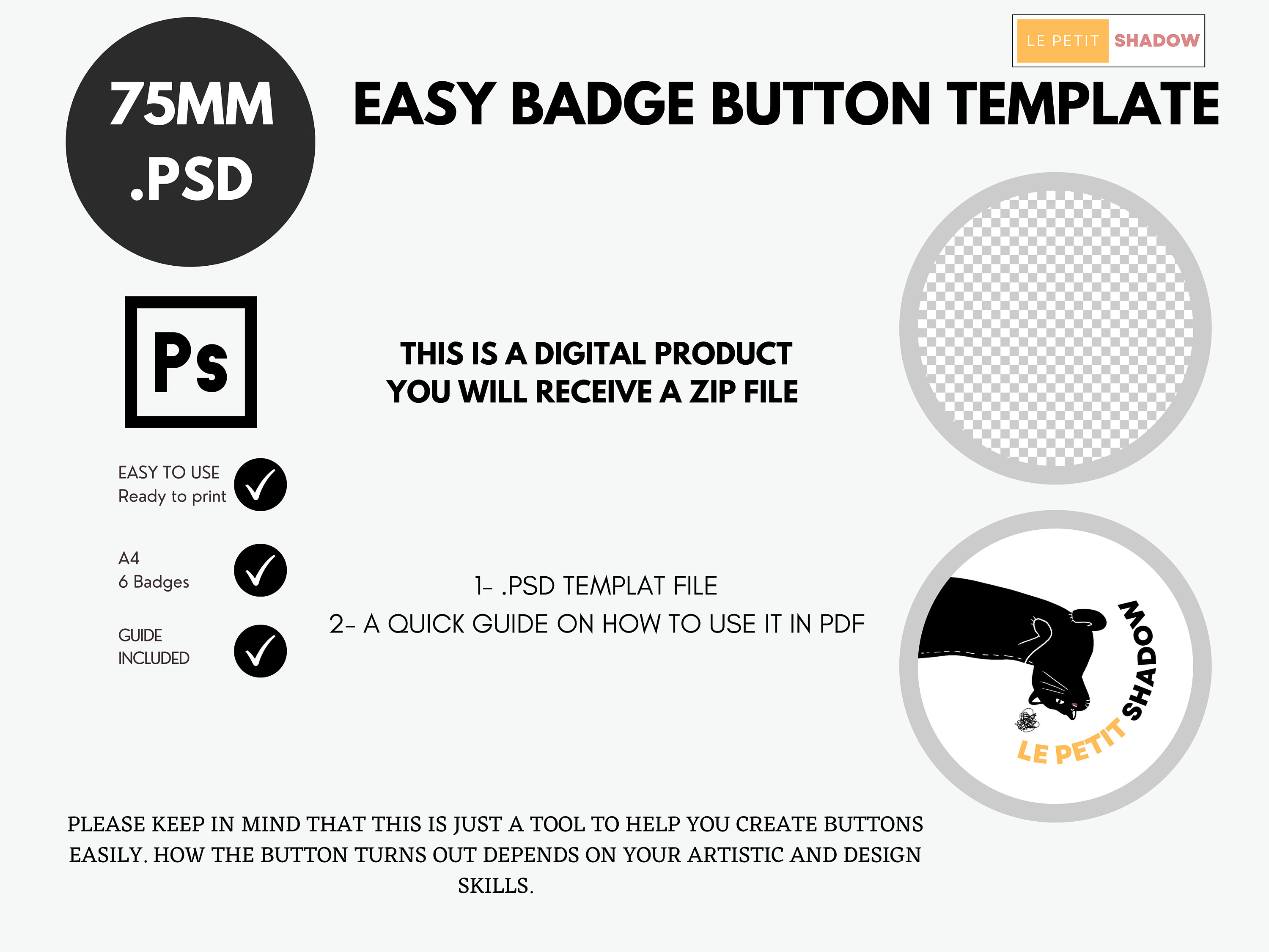 PSD Button Template, Easy Badge Button Template, Pinback Button ...