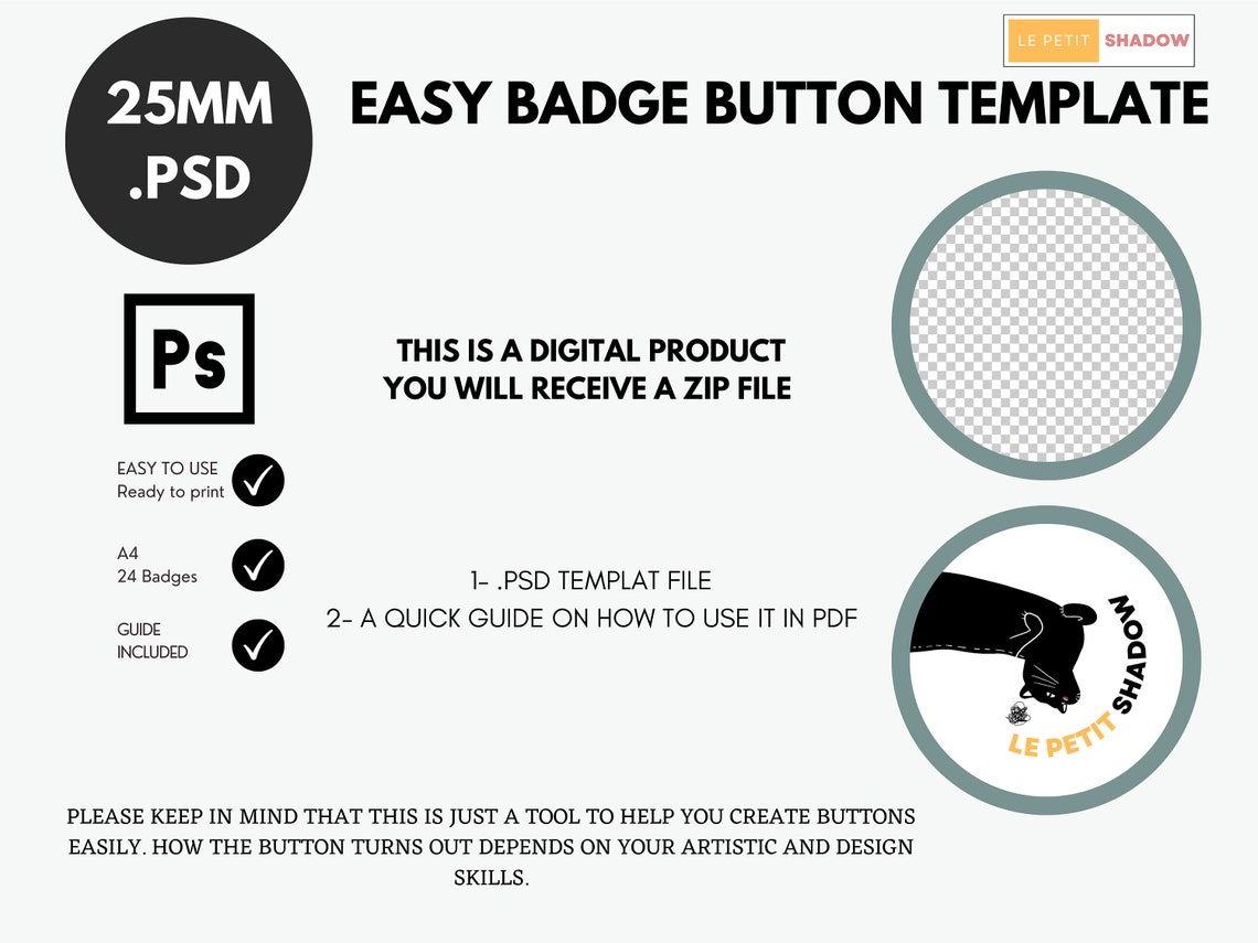 PSD Button Template, Easy Badge Button Template, Pinback Button ...