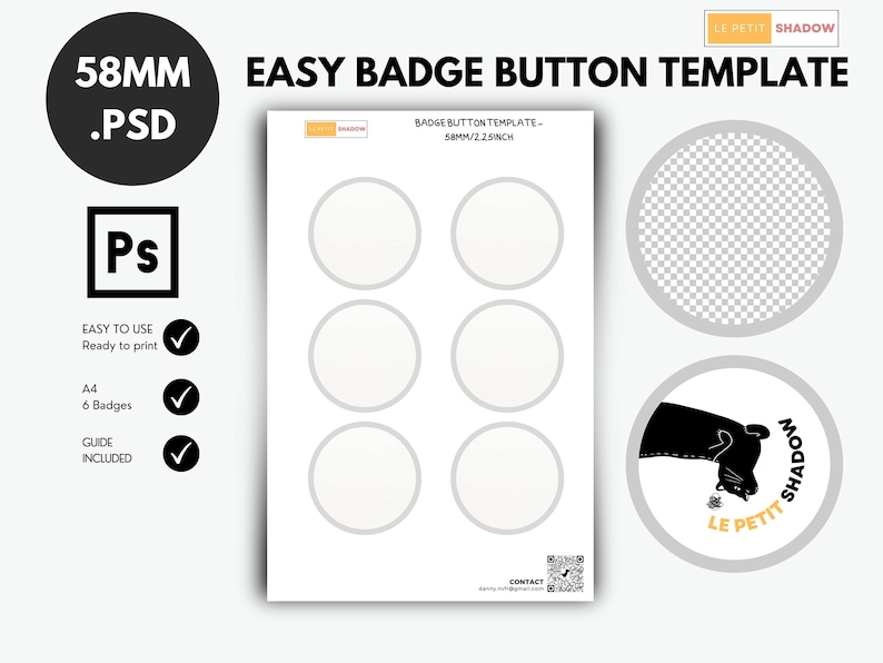 PSD Button Template, Easy Badge Button Template, Pinback Button ...