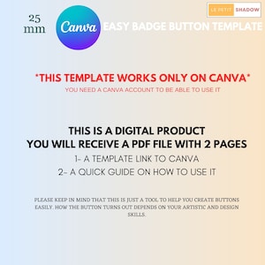 Easy Badge Button Template, Pinback Button Template, Canva Template for ...