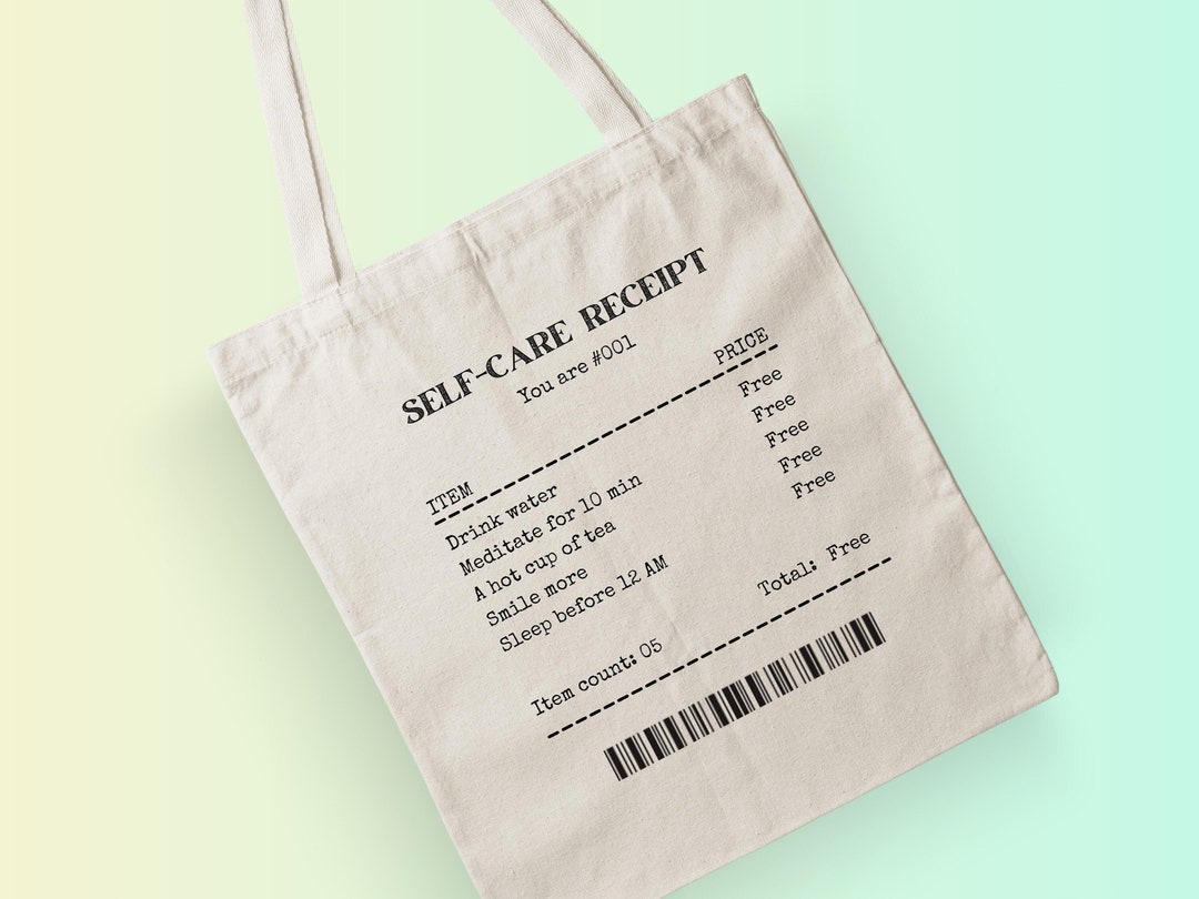 Self Care Receipt Tote Bag, Artsy Self Love Tote Bag, Receipt Aesthetic ...