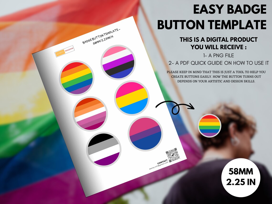 LGBTQ Flags Button Template, Easy Badge Button Template, Pride Flag ...