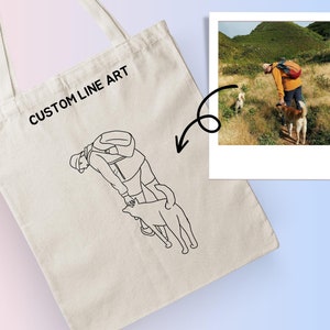 Custom Line Art Printed Tote Bag, Personalized Tote Bag, Line Art ...