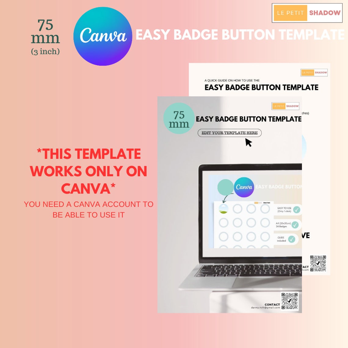Easy Badge Button Template, Pinback Button Template, Canva Template for ... Easy Badge Button Template, Pinback Button Template, Canva Template for ...