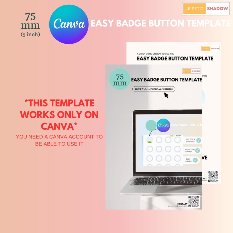 Easy Badge Button Template, Pinback Button Template, Canva Template for ...