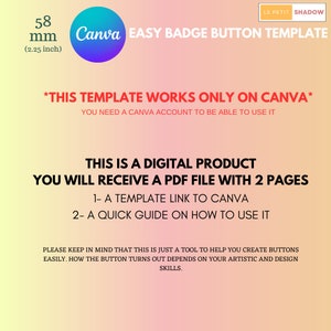 Easy Badge Button Template, Pinback Button Template, Canva Template for ...