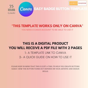 Easy Badge Button Template, Pinback Button Template, Canva Template for ...