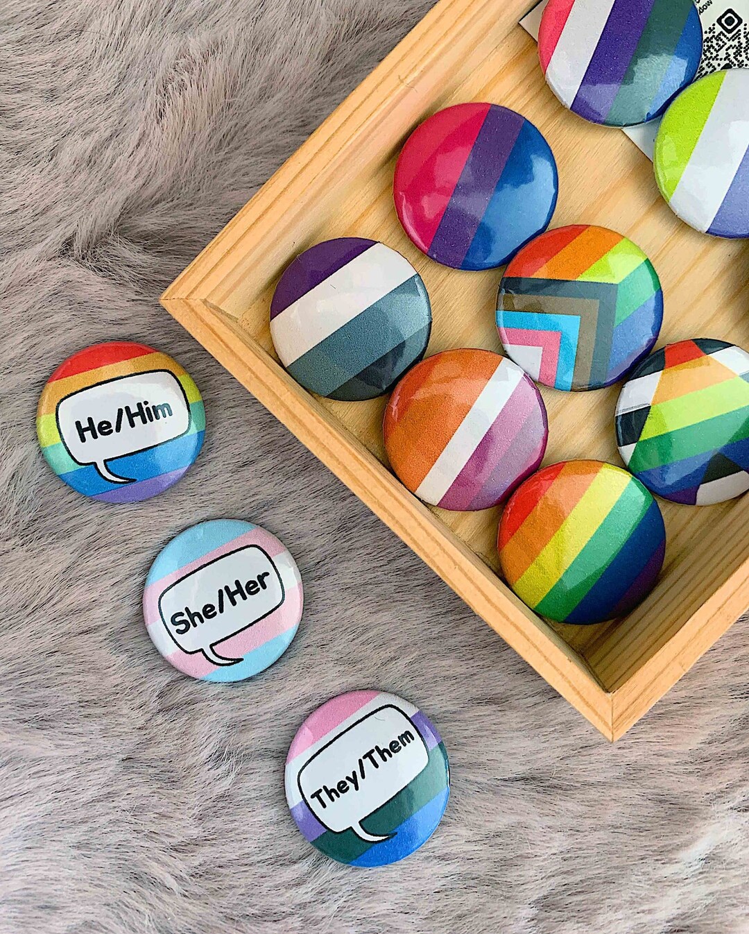 Custom Handmade LGBTQ+ Pronoun Badge Buttons (25mm/1inch) | Accessories ...