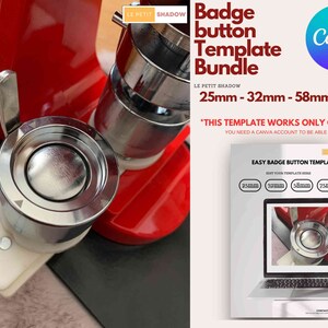 Bundle Easy Badge Button Template, Pinback Button Template, Canva ...