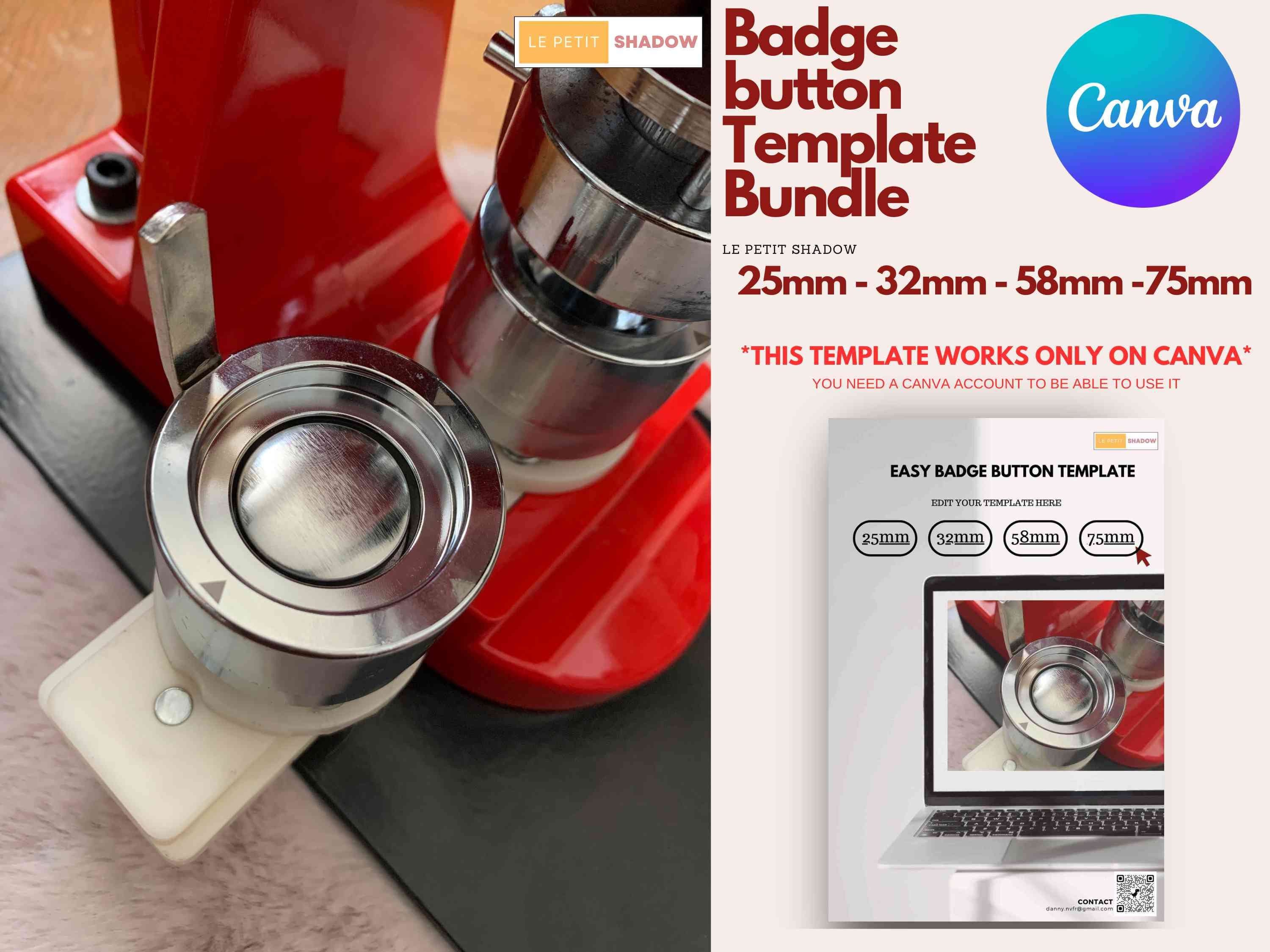 Bundle Easy Badge Button Template, Pinback Button Template, Canva ...