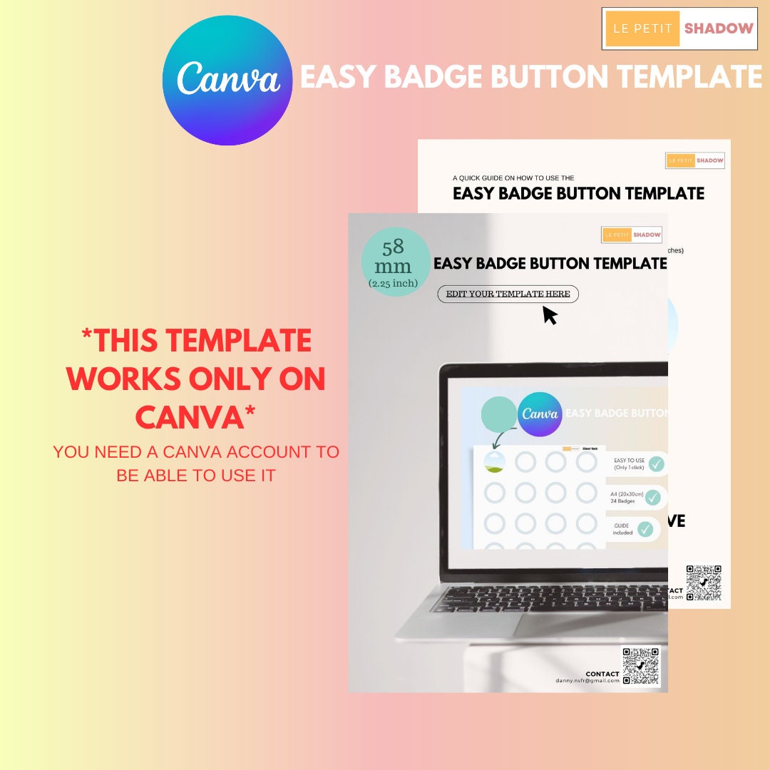 Easy Badge Button Template, Pinback Button Template, Canva Template for ... Easy Badge Button Template, Pinback Button Template, Canva Template for ...