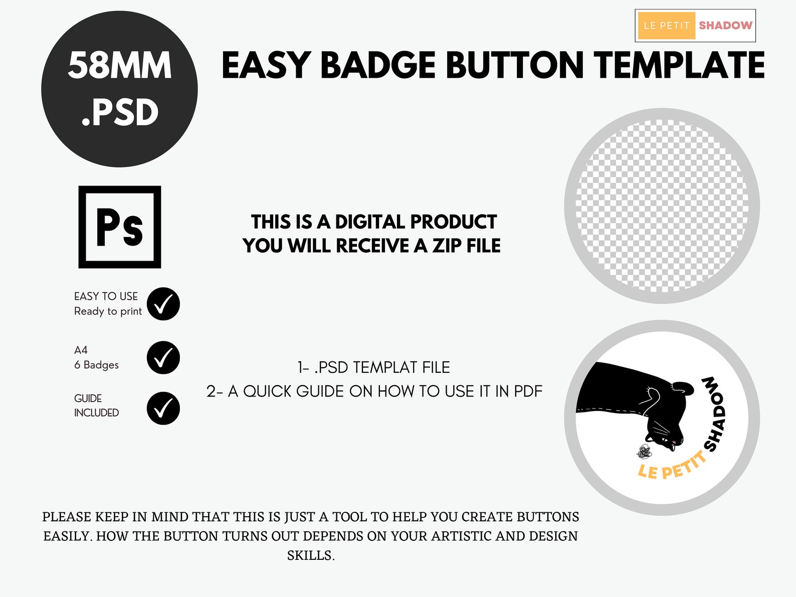 PSD Button Template, Easy Badge Button Template, Pinback Button ...