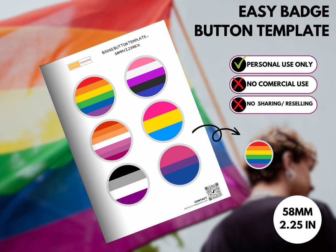 LGBTQ Flags Button Template, Easy Badge Button Template, Pride Flag ...
