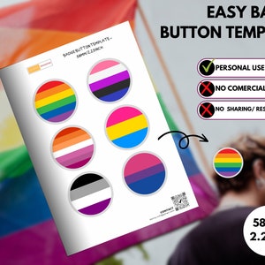 LGBTQ Flags Button Template, Easy Badge Button Template, Pride Flag ...