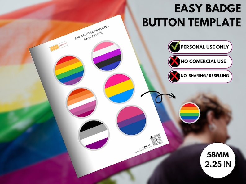 LGBTQ Flags Button Template, Easy Badge Button Template, Pride Flag ...