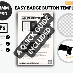 PSD Button Template, Easy Badge Button Template, Pinback Button ...