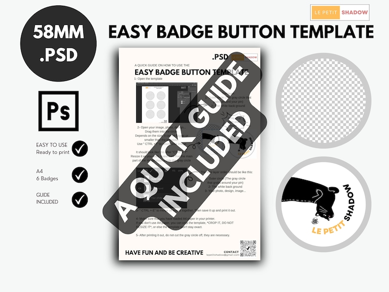 PSD Button Template, Easy Badge Button Template, Pinback Button ...