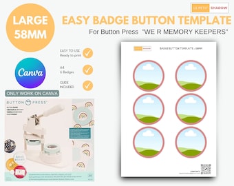 WE R MEMORY KEEPERS Button Press Small, Medium Large Button, Bundle Easy Badge Button Template ...