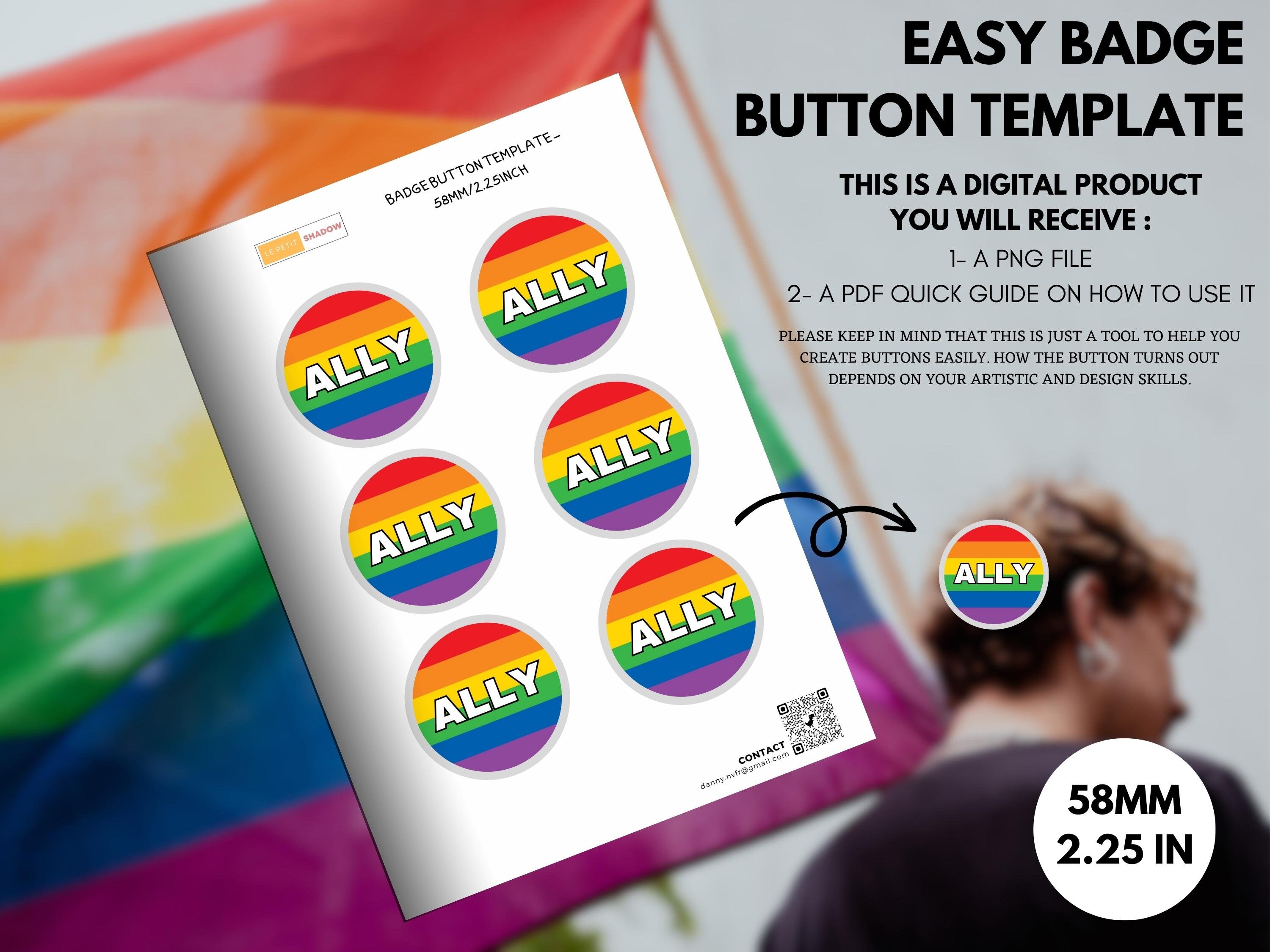 LGBTQ Ally Button Template Easy Badge Button Template Pride - Etsy